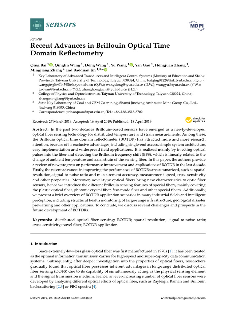 Advances in Brillouin Optical Sensors | PDF | Optical Fiber | Waves
