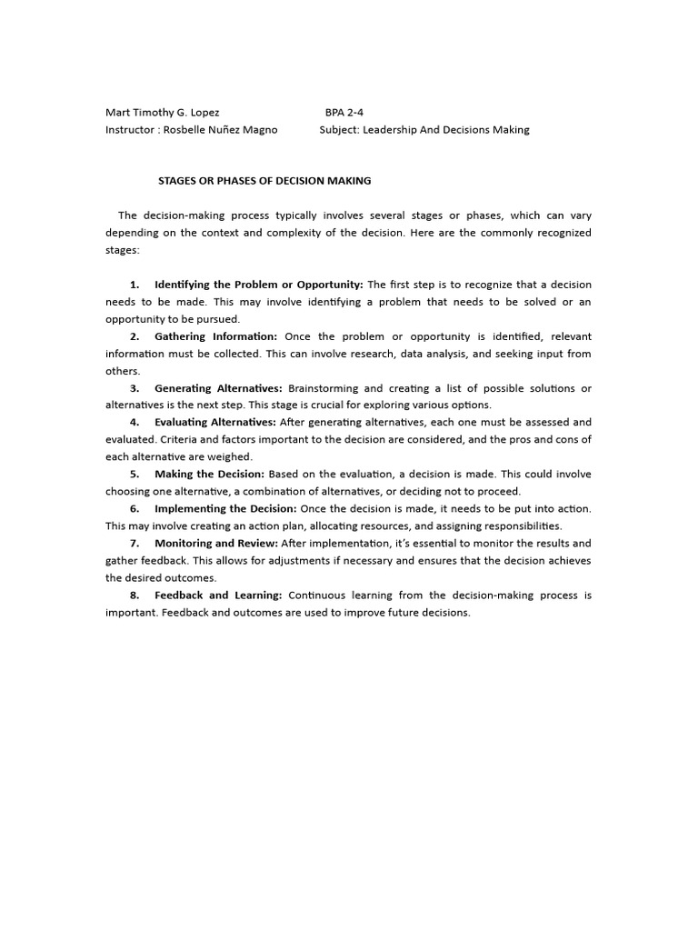Phases of Effective Decision Making | PDF