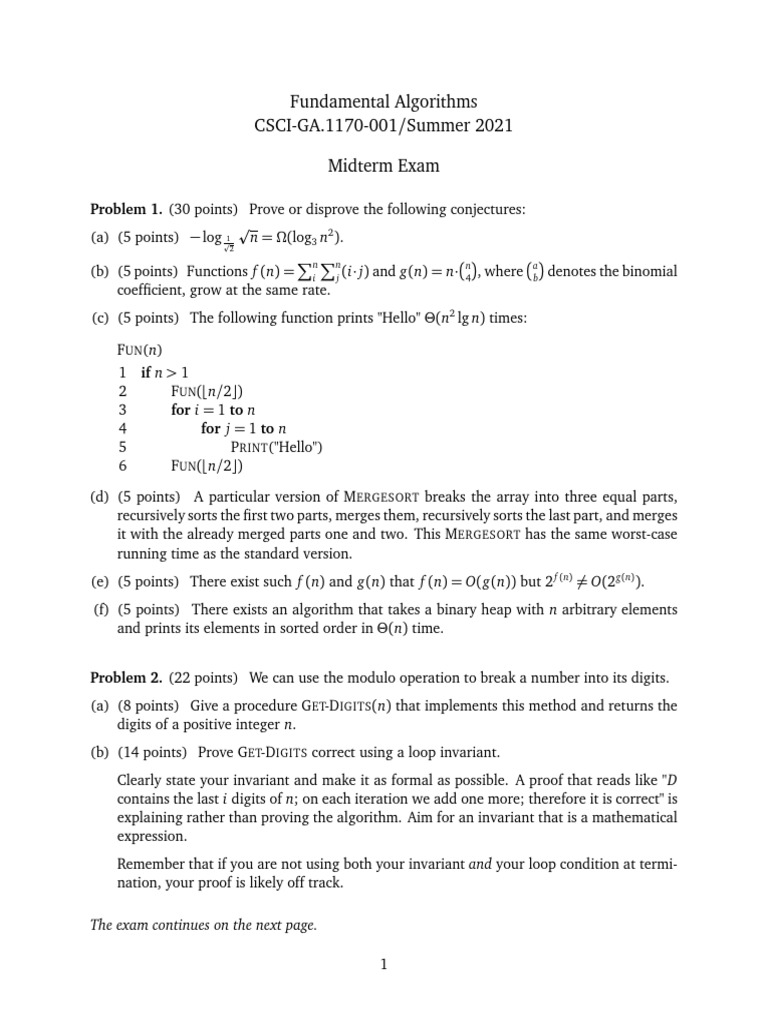 Midterm Pdf Algorithms And Data Structures Algorithms 9540
