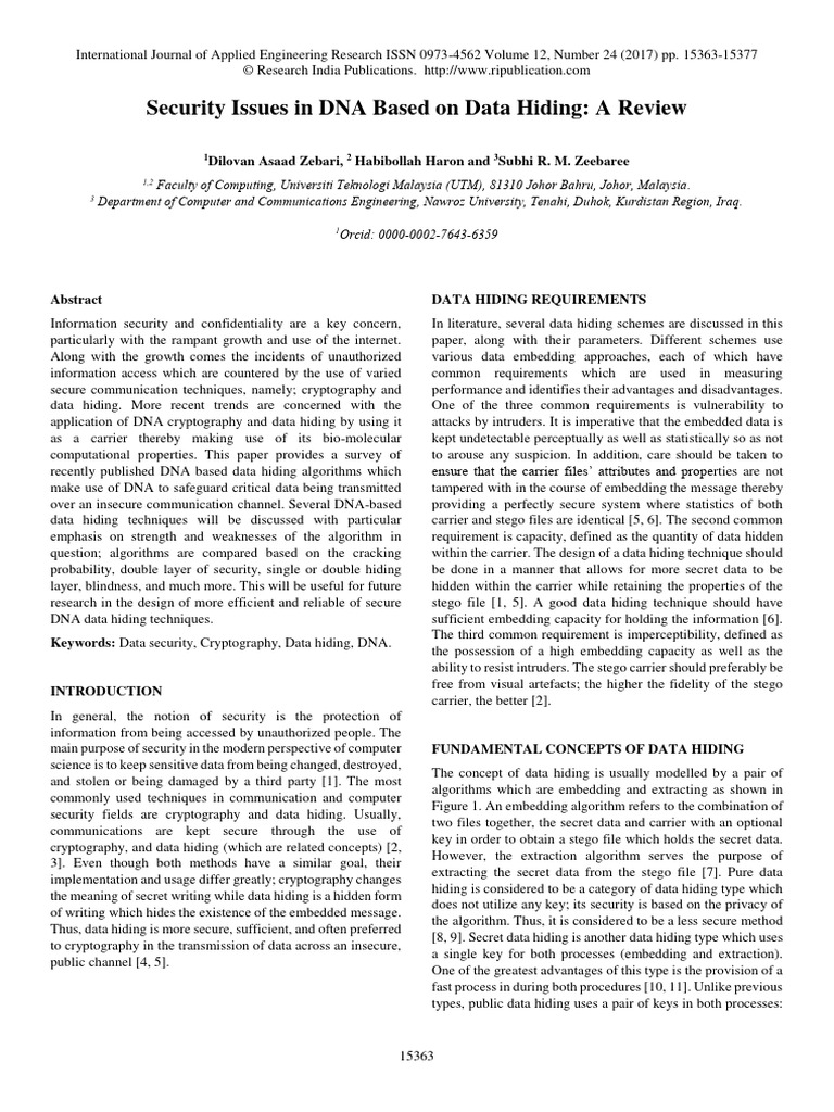 Datahiding-Security Issues in Dna | PDF | Dna | Rna