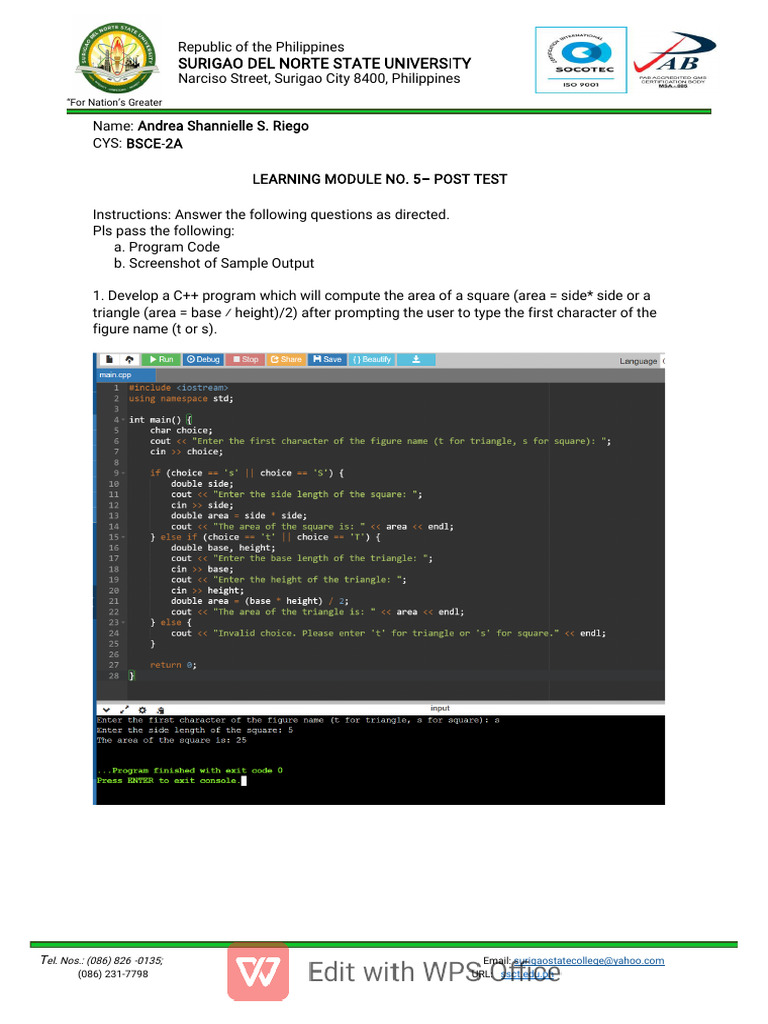 E5 - Post-Test | PDF | Computer Engineering | Computer Science