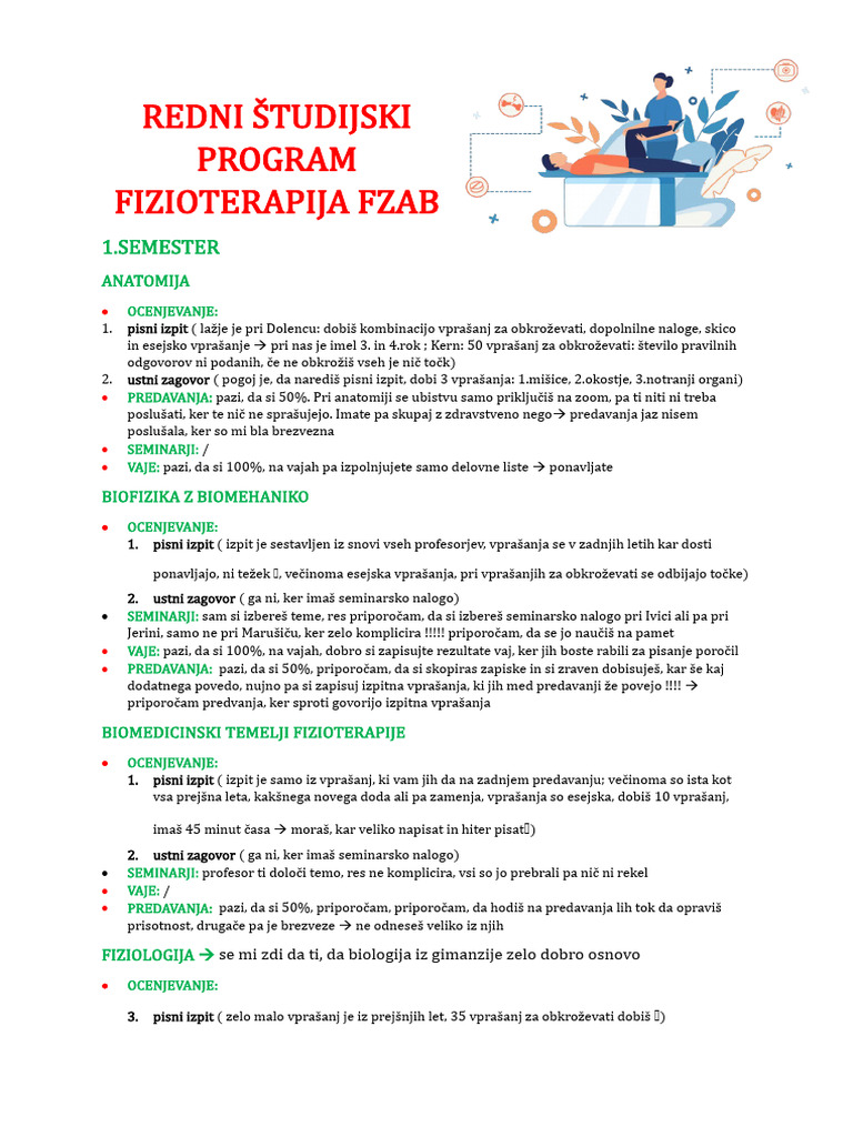 Potek Študija Po Predmetih | PDF