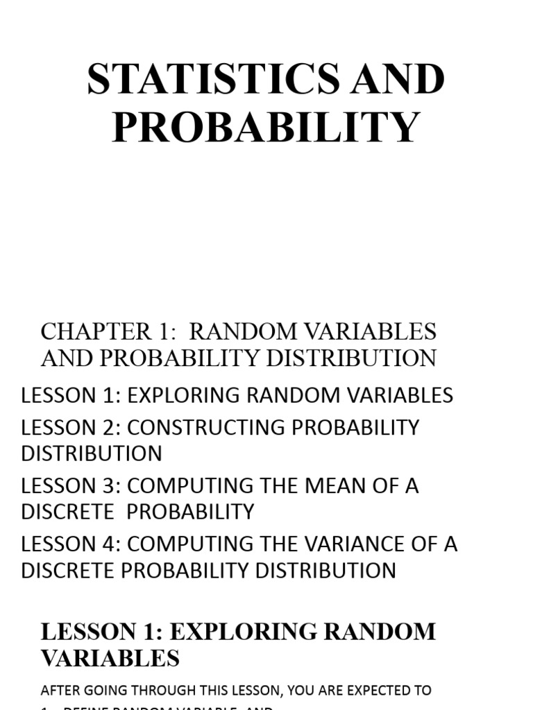 Statistics and Probability | PDF | Probability Distribution | Random Variable