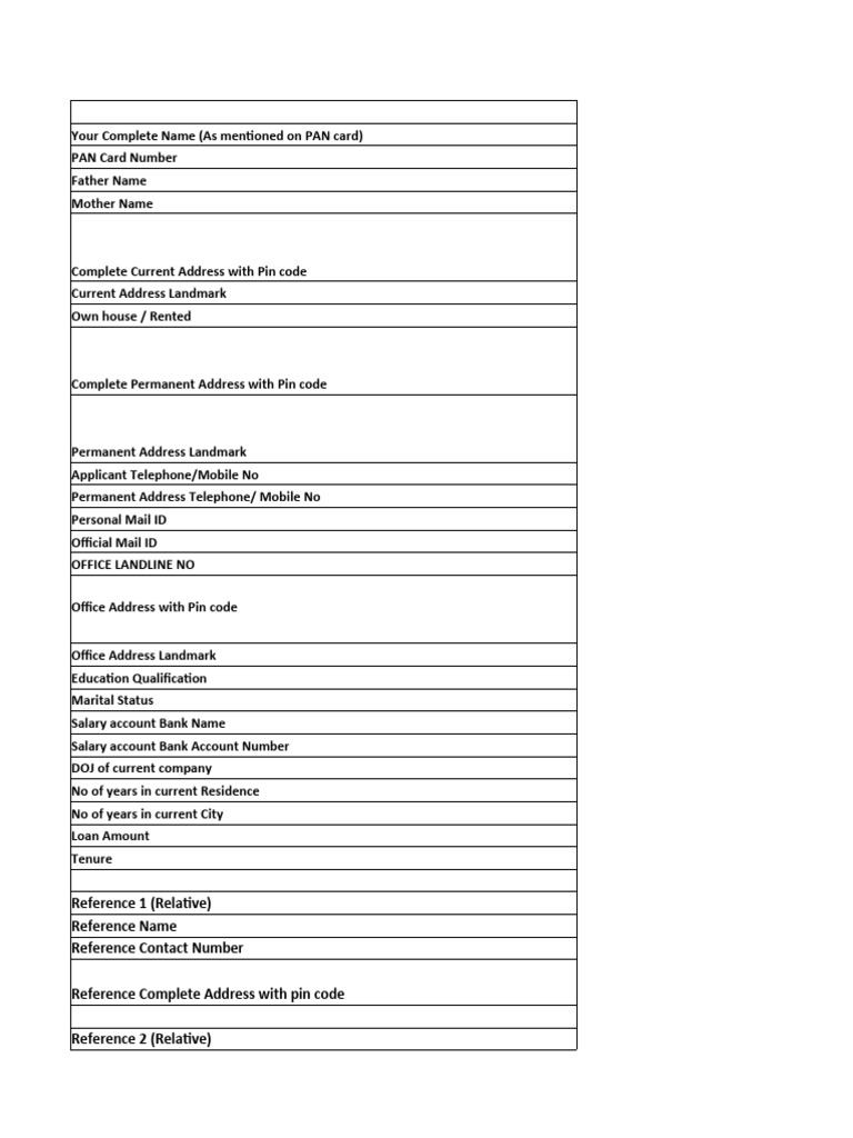 Personal Information and Loan Details Form | PDF