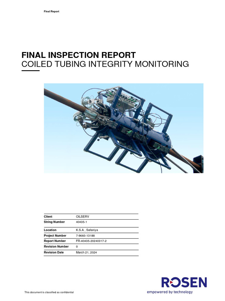 Final Inspection Report: Coiled Tubing Integrity Monitoring | PDF ...