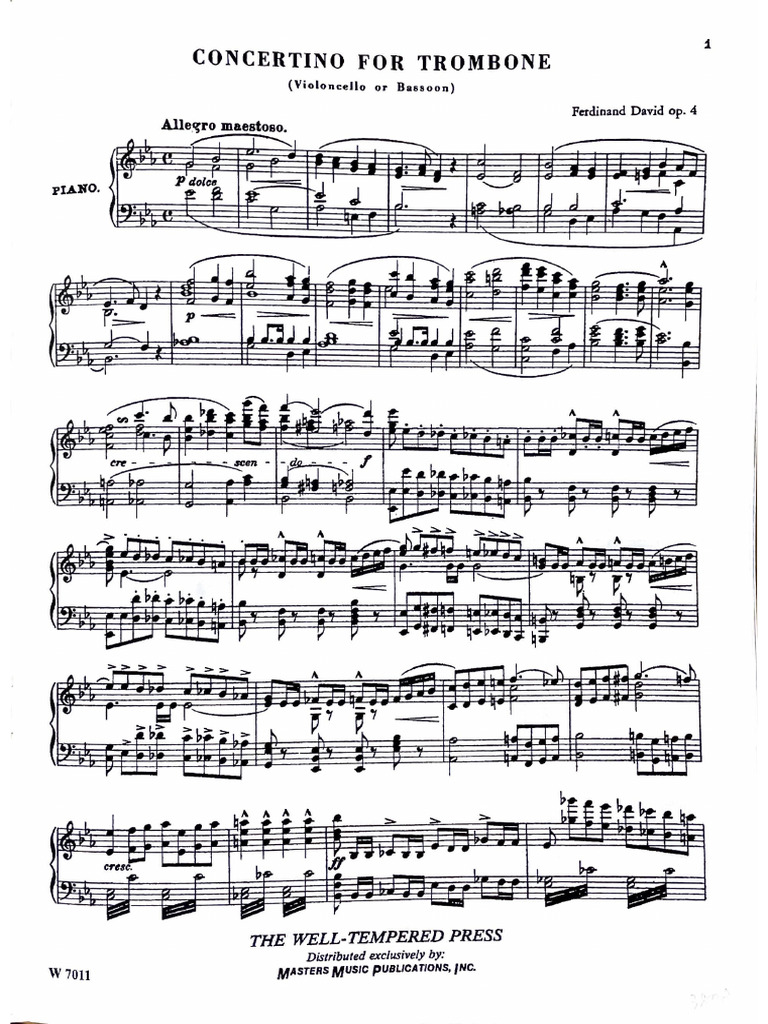 David Trombone Concerto Piano Part | PDF