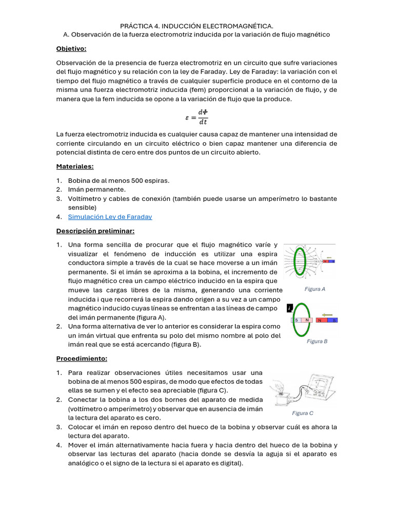 Práctica 4. Inducción Electromagnética | PDF | Inducción electromagnética | Campo magnético