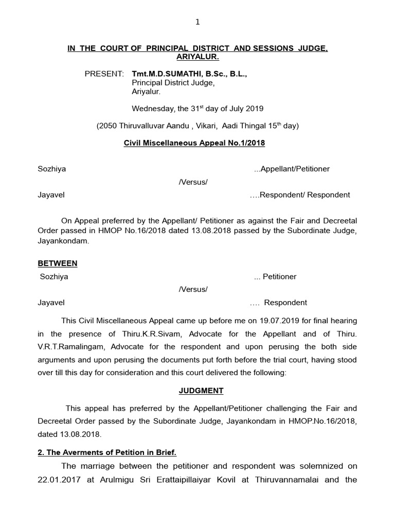 In The Court of Principal District and Sessions Judge, Ariyalur ...