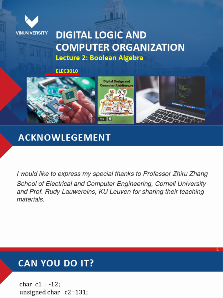 DigitalLogic ComputerOrganization L2 Handout | PDF | Boolean Algebra | Teaching Mathematics