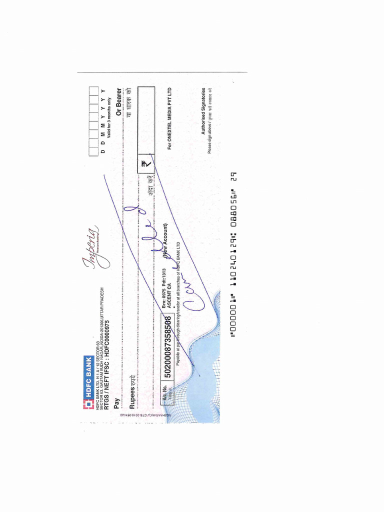 HDFC Cancel Cheque 8508 | PDF