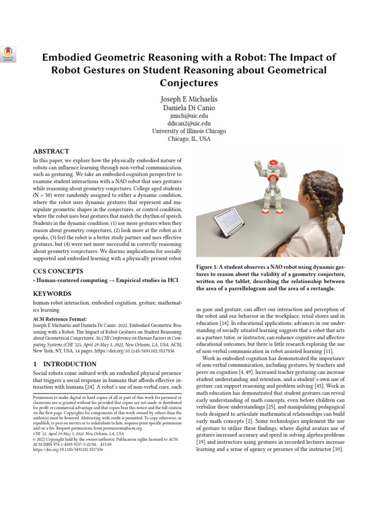 Embodied Geometric Reasoning With A Robot - The Impact of Robot Gestures On Student Reasoning ...