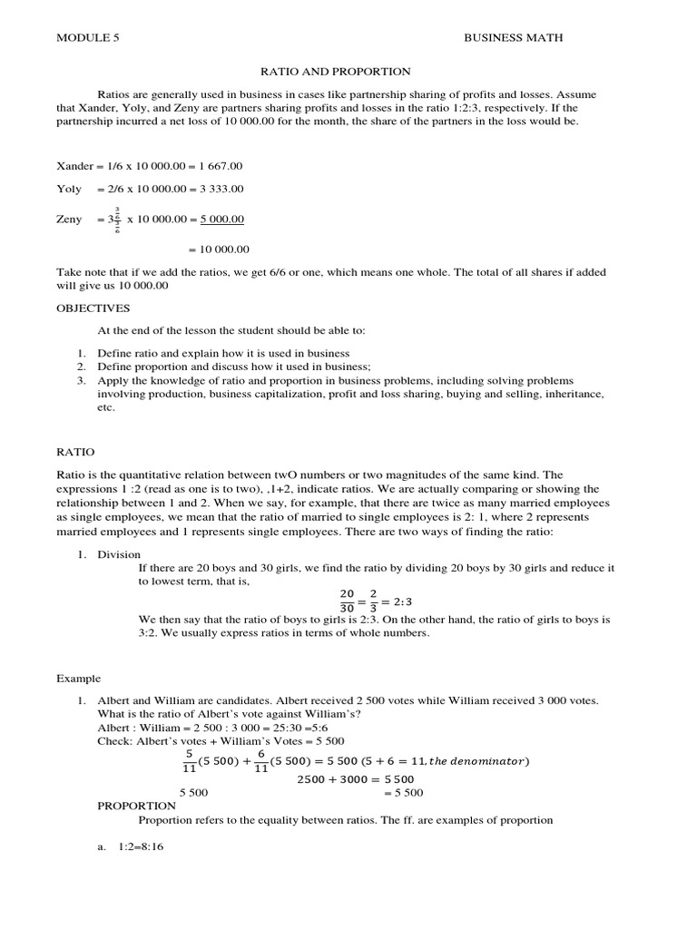 Business-Math-Module 5 | PDF | Ratio | Area