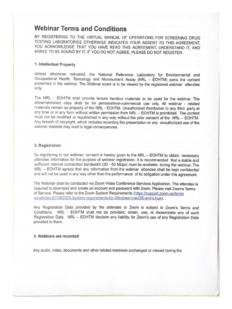 Webinar Terms and Conditions | PDF