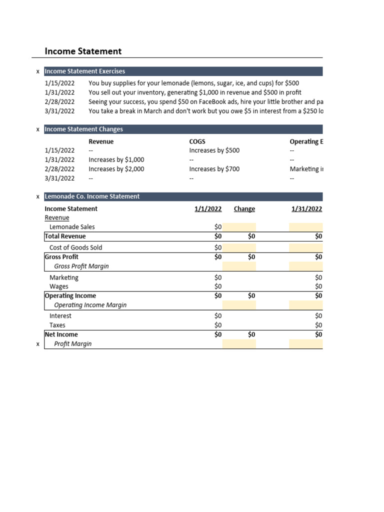 Income Statement For Beginners Exercise | Download Free PDF | Cost Of ...