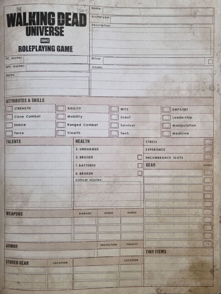 Character Sheet Fillable | PDF