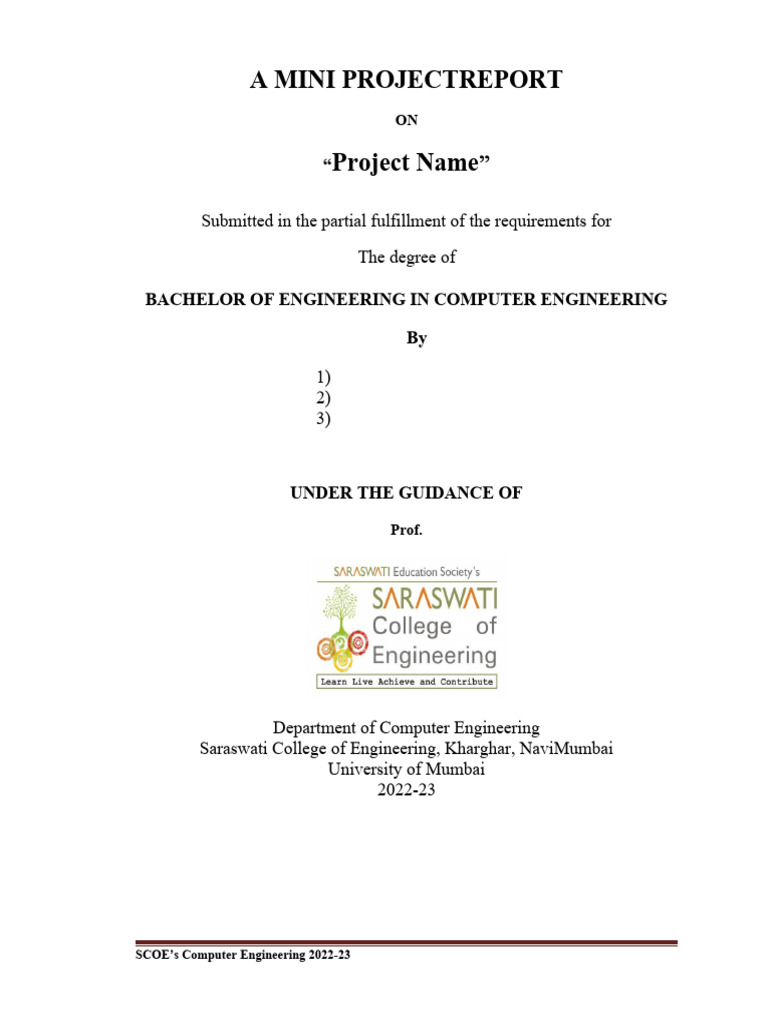 TE Miniproject Reportformat | PDF | Engineering | Computer Engineering