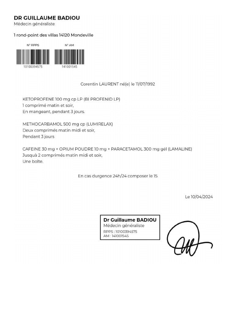 Ordonnance DR Guillaume BADIOU | PDF