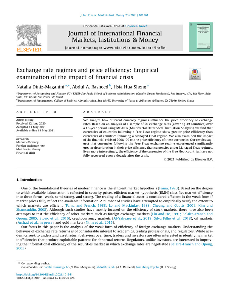 Exchange Rates Regimes and Price Efficiency | PDF | Floating Exchange ...