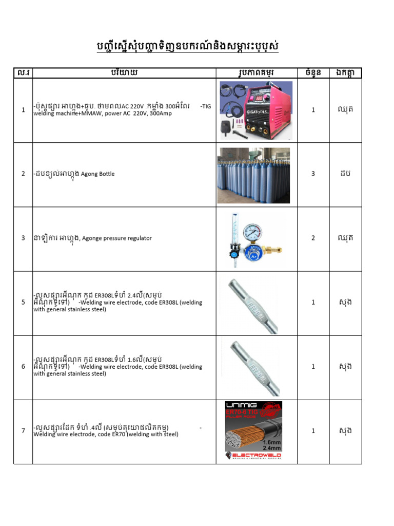 Tig Welding Material Order | PDF