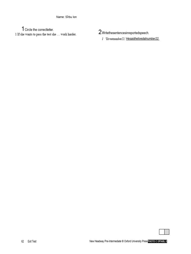 Pre-Intermediate Final Test | PDF