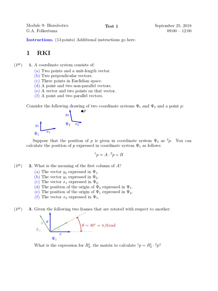 RKI T1 Practice | PDF | Euclidean Vector | Coordinate System