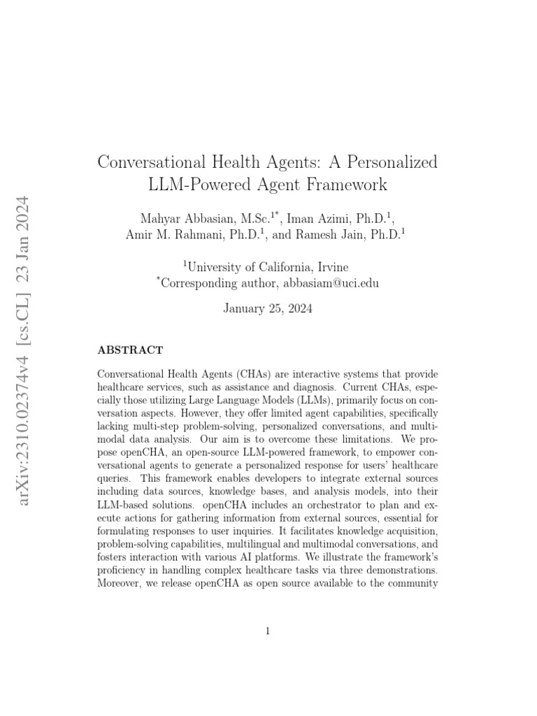 Conversational Health Agents: A Personalized LLM-Powered Agent ...
