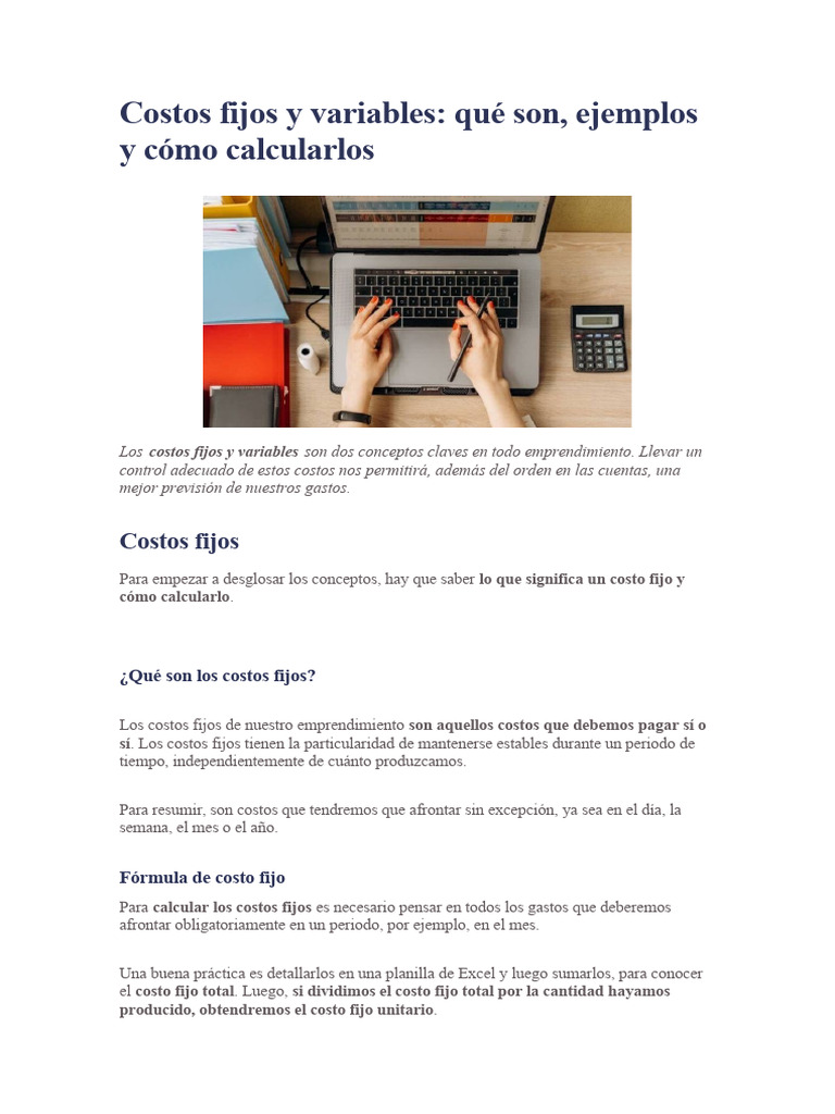 Costos Fijos y Variables | PDF | Iniciativa empresarial | Business