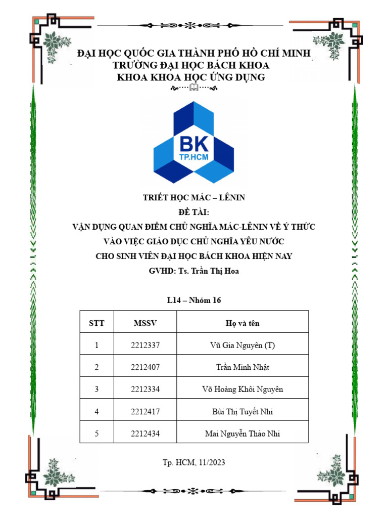 Nhóm 16 - Chủ đề 1 - L14 | PDF