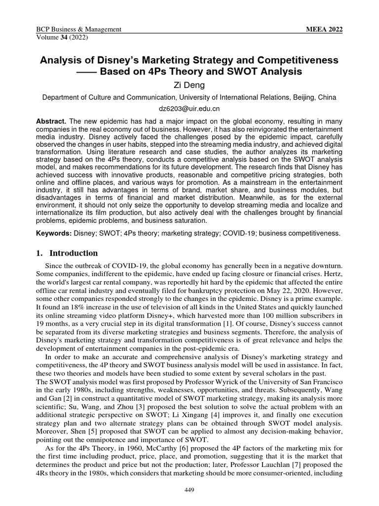 Analysis of Disneys Marketing Strategy and Compet | PDF | Brand ...