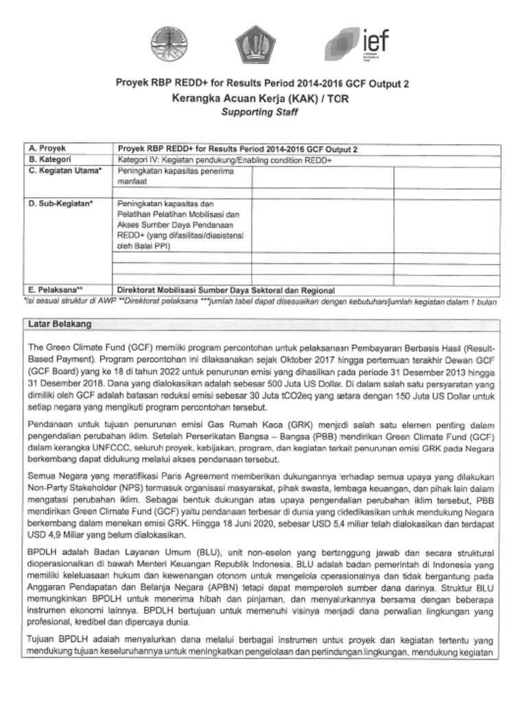 ToR Supporting Staff | PDF