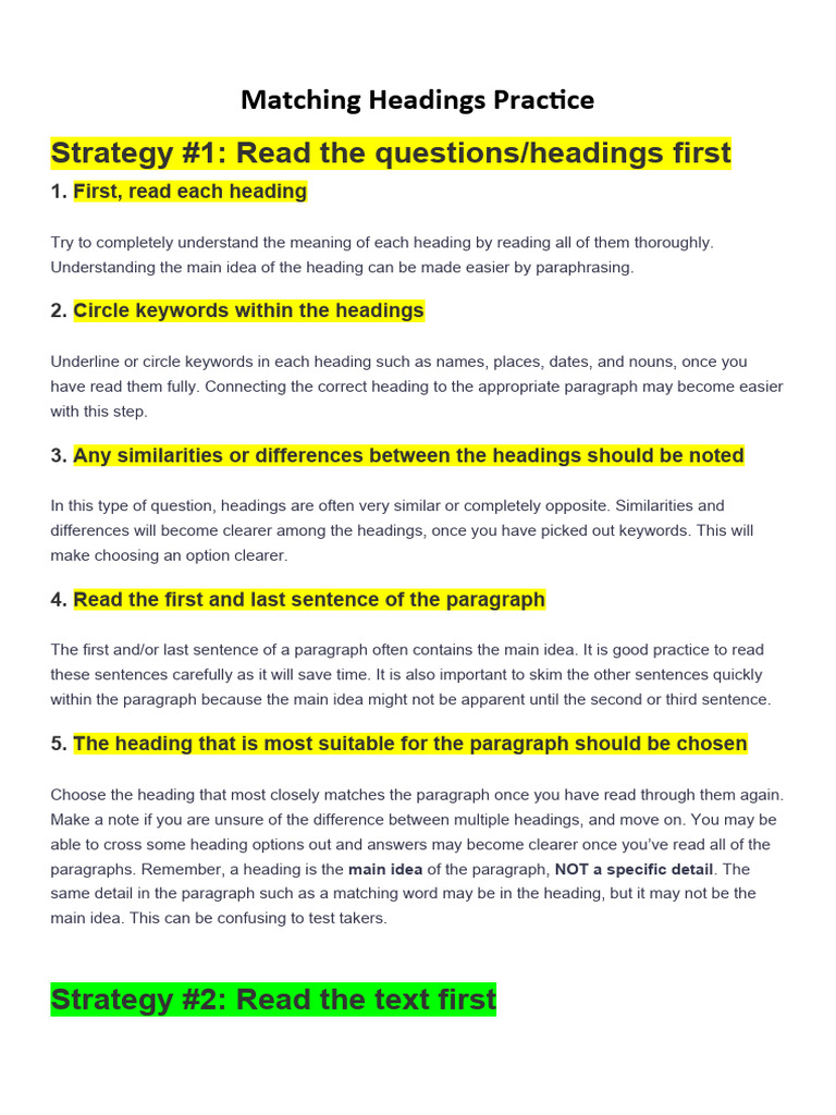 Matching Headings Practice | PDF | Greenhouse Effect | Climate