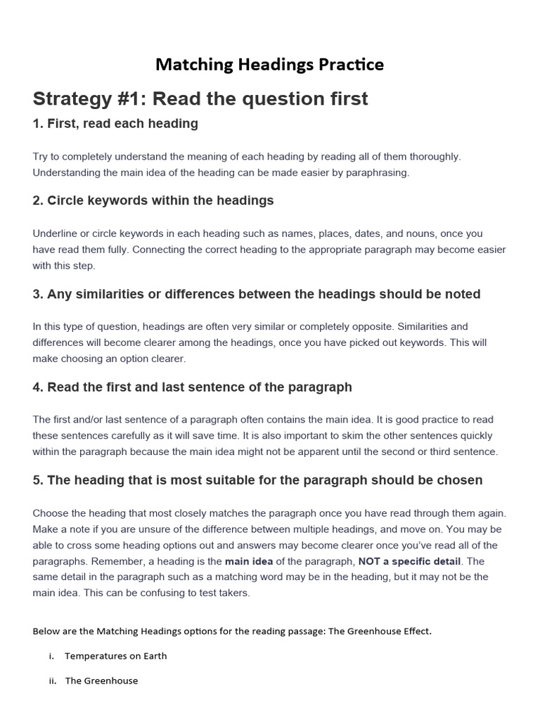 Matching Headings | PDF