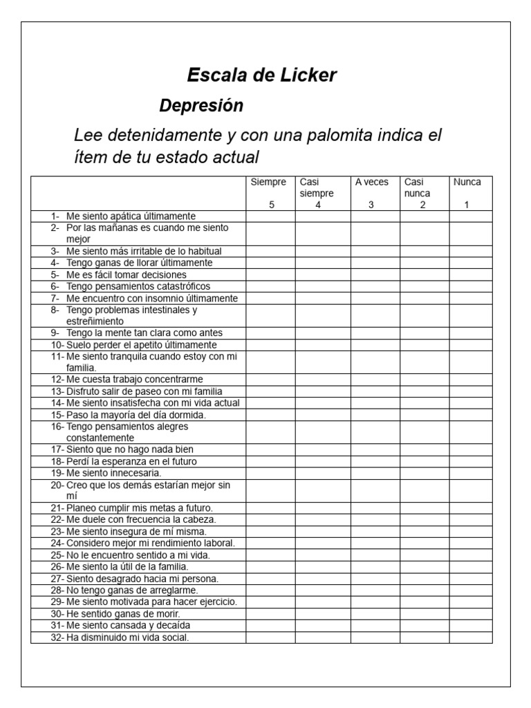 Escala Licker | PDF | Autosuperación
