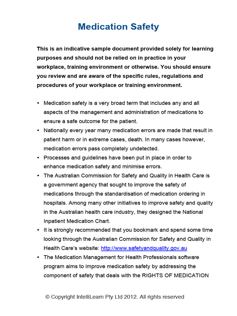 Medication Safety | PDF | Medical Error | Safety