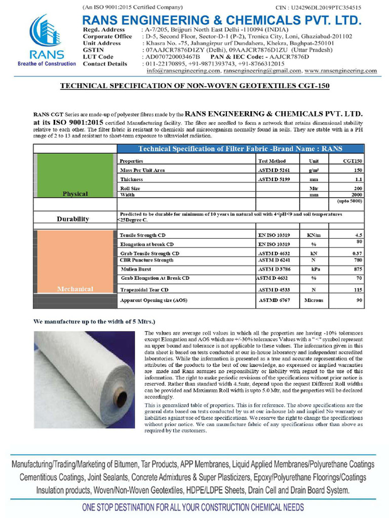 Rans®Geotex-CGT150 | PDF