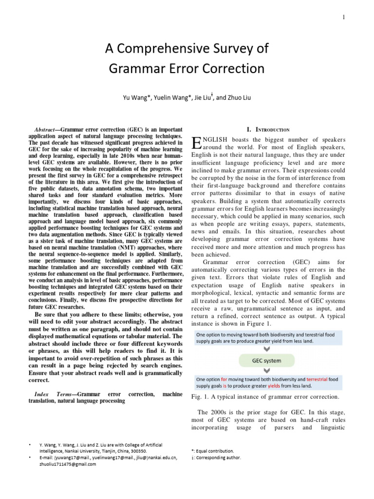 A Comprehensive Survey of Grammar Error Correction | PDF | Translations | Deep Learning