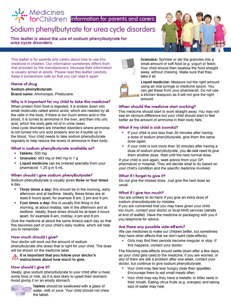 Sodium Phenylbutyrate For Urea Cycle Disorders 1 | PDF | Urea | Medicine