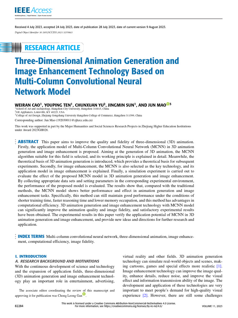 Three-Dimensional Animation Generation and Image Enhancement Technology ...