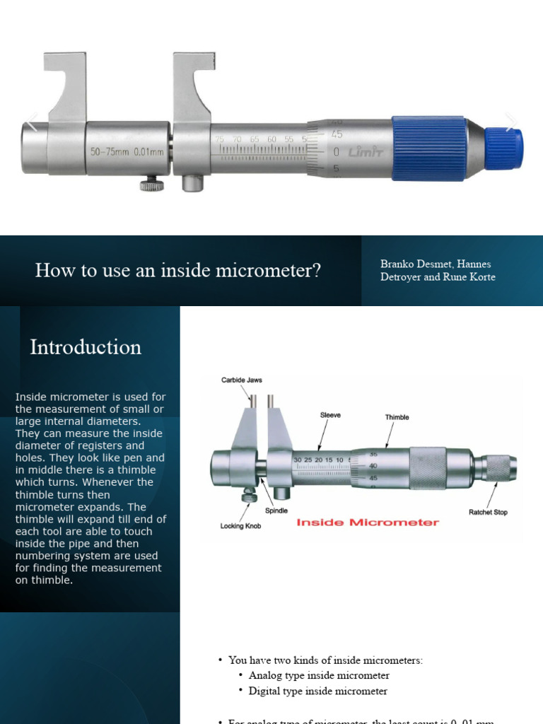 Inside Micrometer Usage Guide | PDF | Metrology