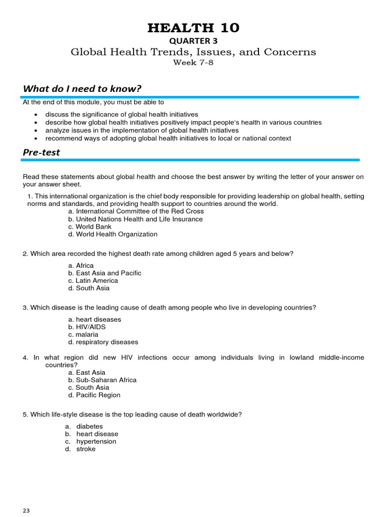 3rd Quarter Module Health 10 4 | PDF | Non Communicable Disease ...