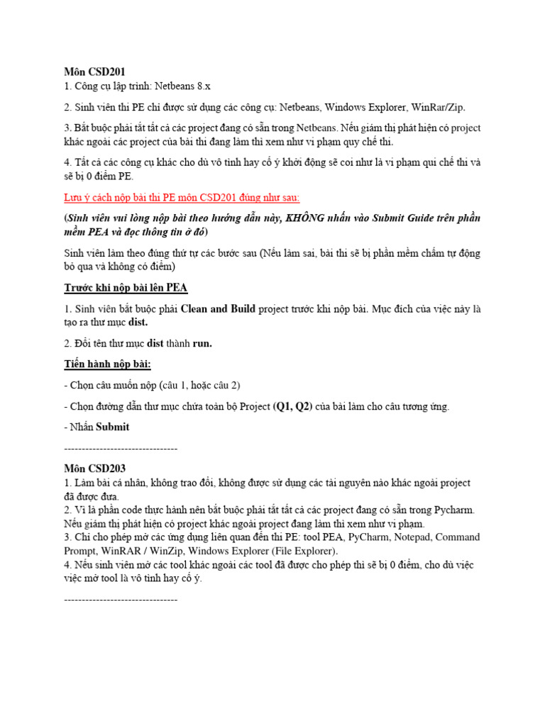 Quy định thi Practical Exam (PE) | PDF