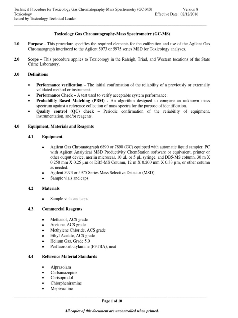 Toxicology-Gas-Chromatography-Mass-Spectrometry-GCMS-02-12-2016 | PDF ...