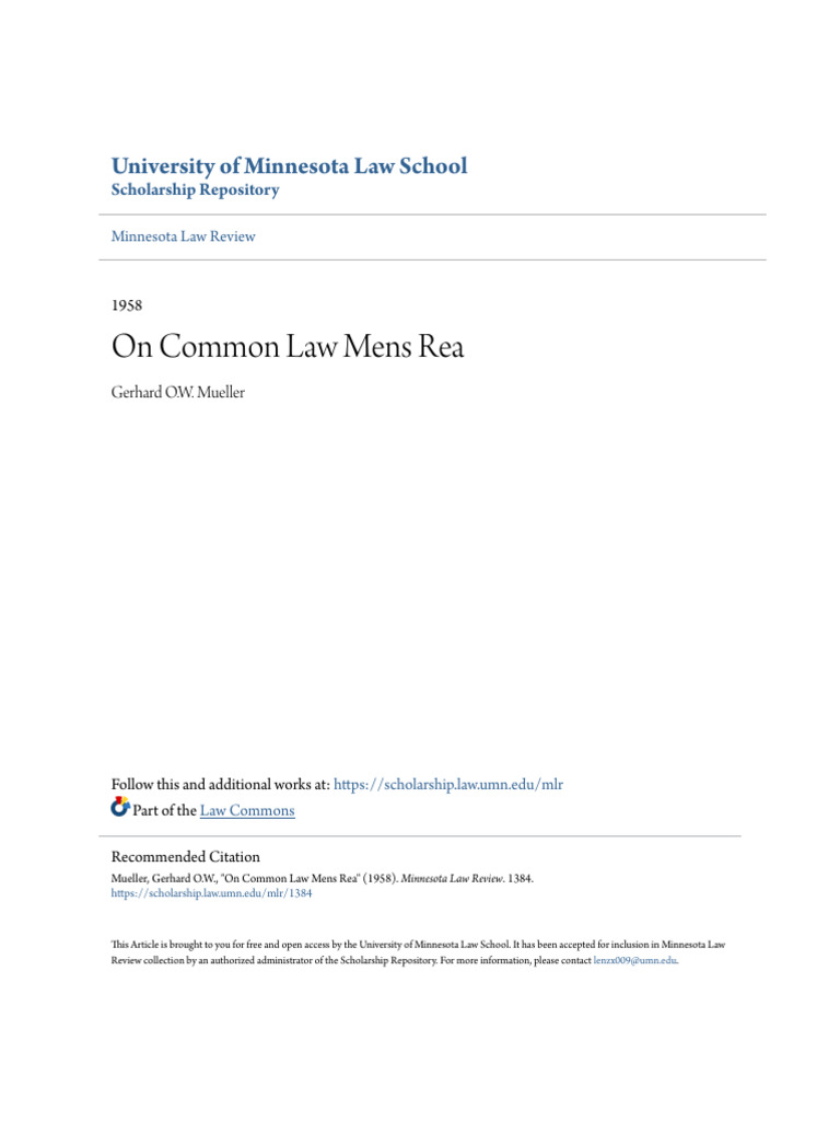 Mens rea | PDF | Mens Rea | Intention (Criminal Law)