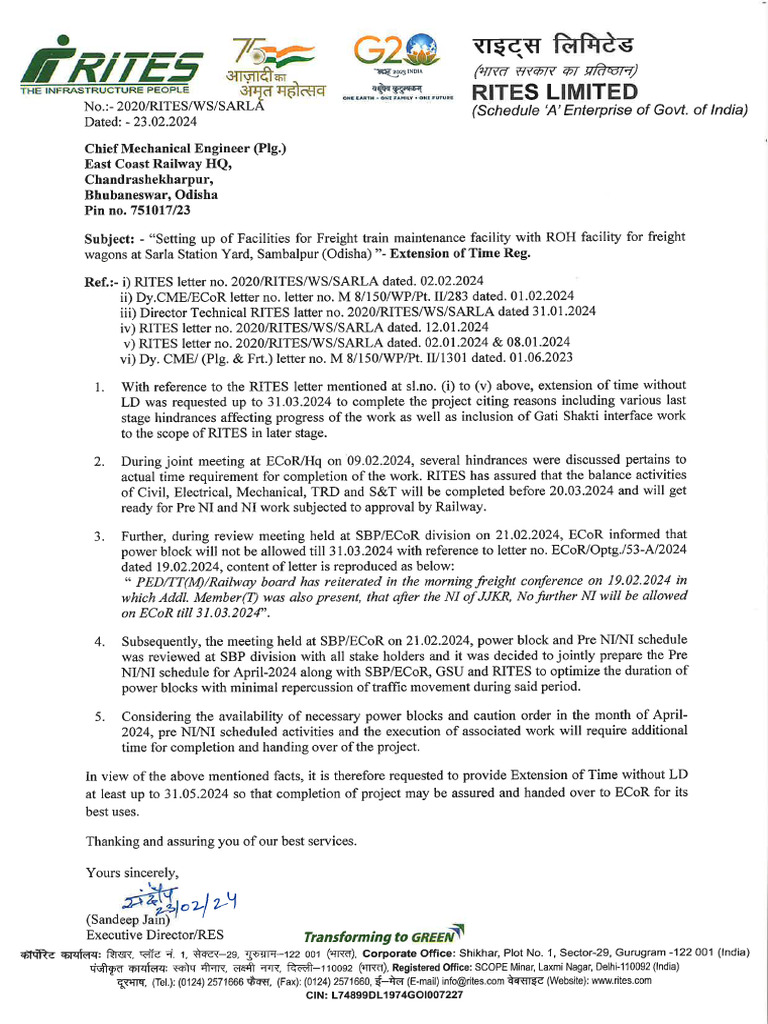 RITES EOT Letter Dated 23.02.2024 | PDF
