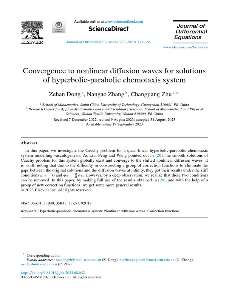 Dong 等 - 2023 - Convergence to Nonlinear Diffusion Waves for Solut | PDF | Nonlinear System ...