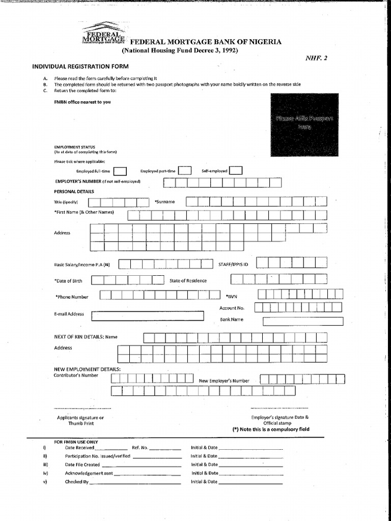 NHF Form | PDF