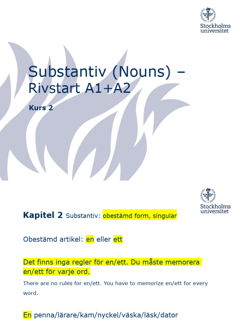 Substantiv Kap. 2-7 | PDF