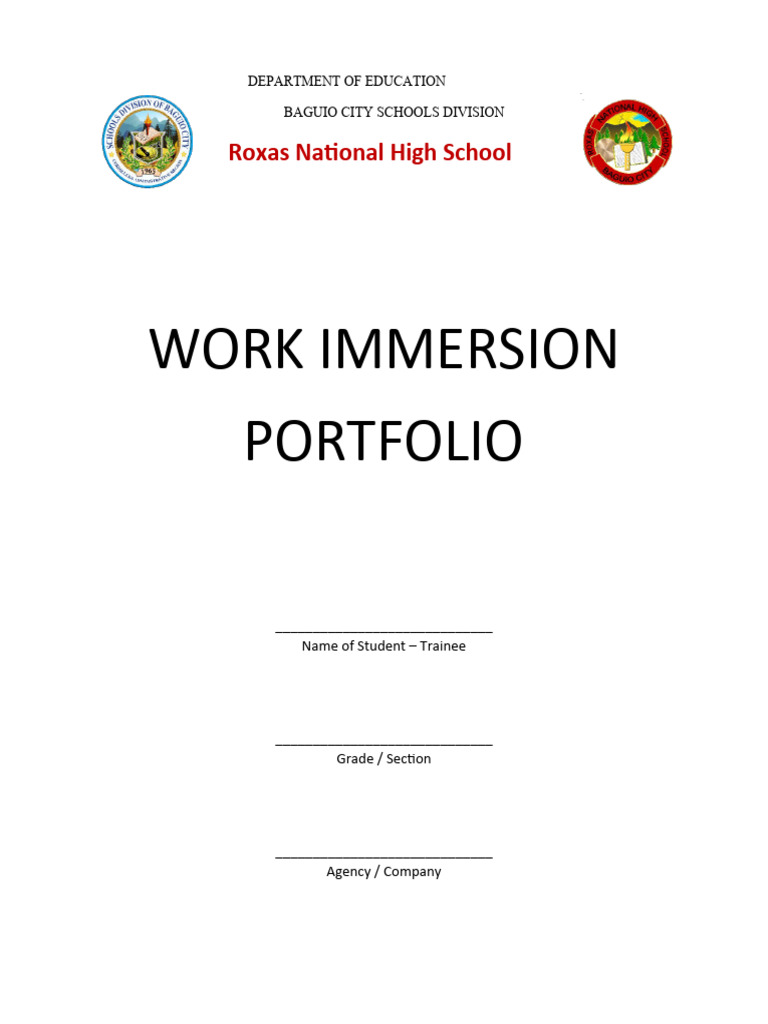 Work Immersion Portfolio | PDF | Teachers | Learning