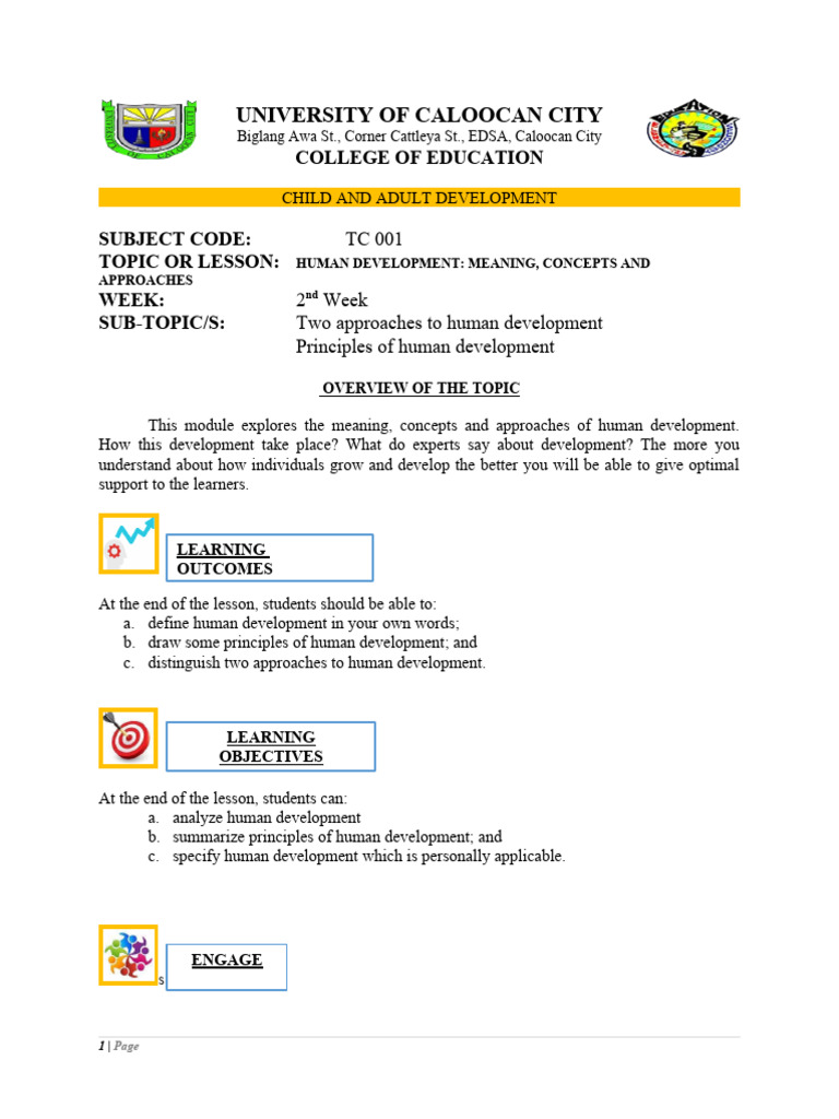 TC 001 Module 1 Human Development Meaning Concepts and Approaches 1 ...