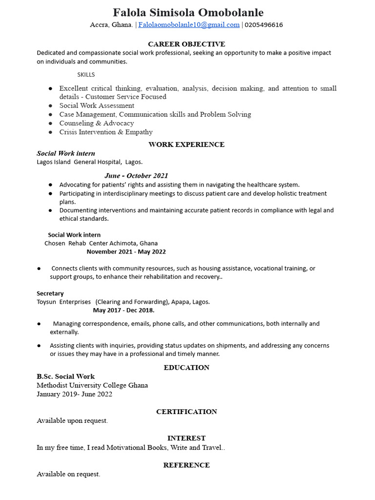 Social Work Professional Resume | PDF | Business | Wellness